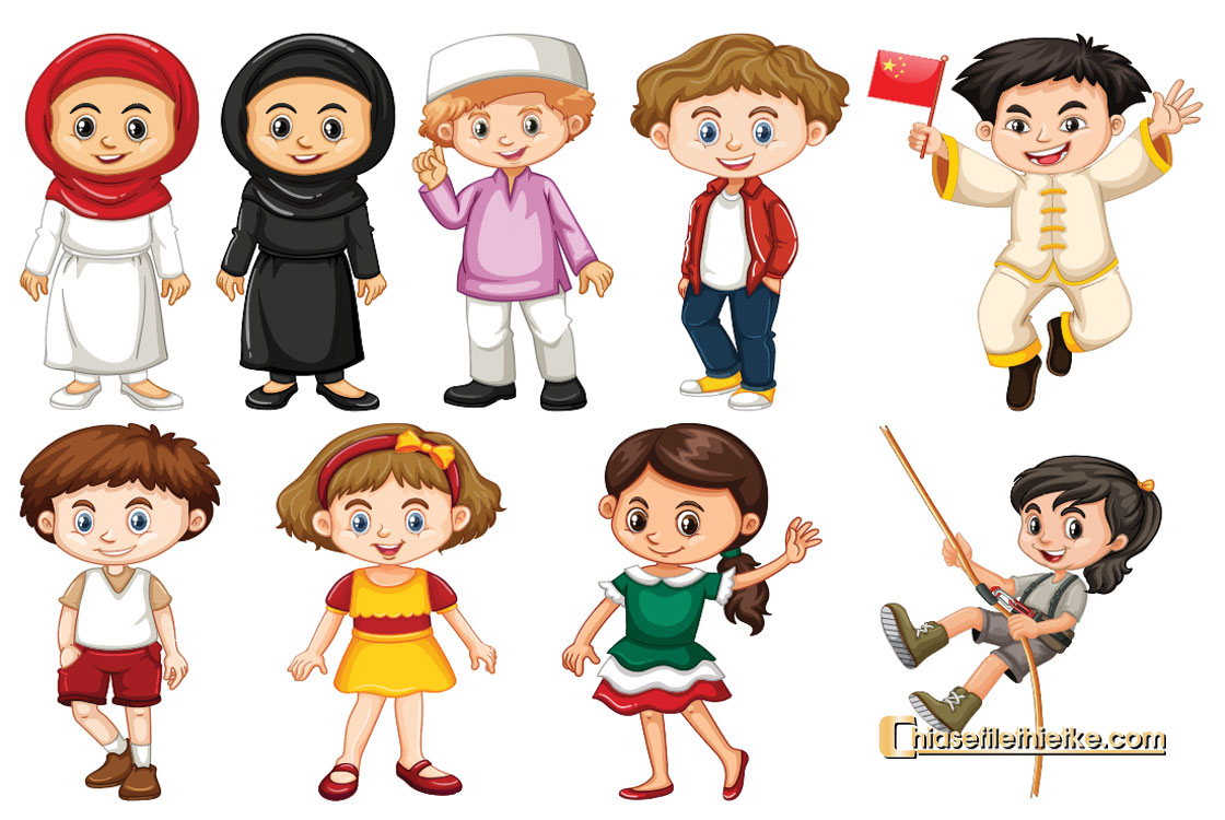 File AI EPS thiết kế Chibi Học Sinh trang trí Trường Học 010