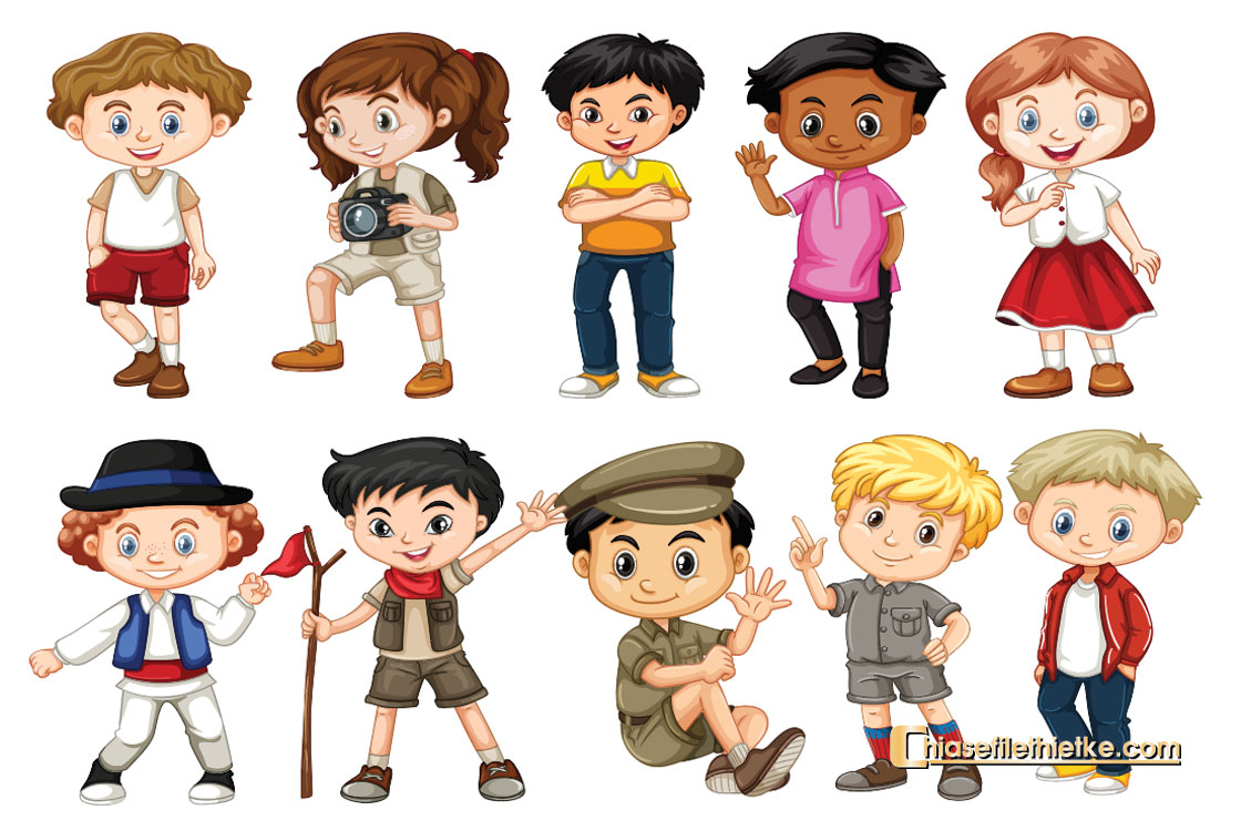 File AI EPS thiết kế Chibi Học Sinh trang trí Trường Học 032