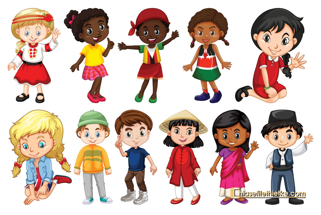 File AI EPS thiết kế Chibi Học Sinh trang trí Trường Học 034