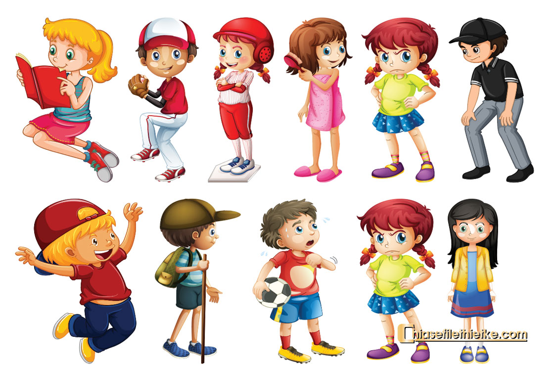 File AI EPS thiết kế Chibi Học Sinh trang trí Trường Học 046