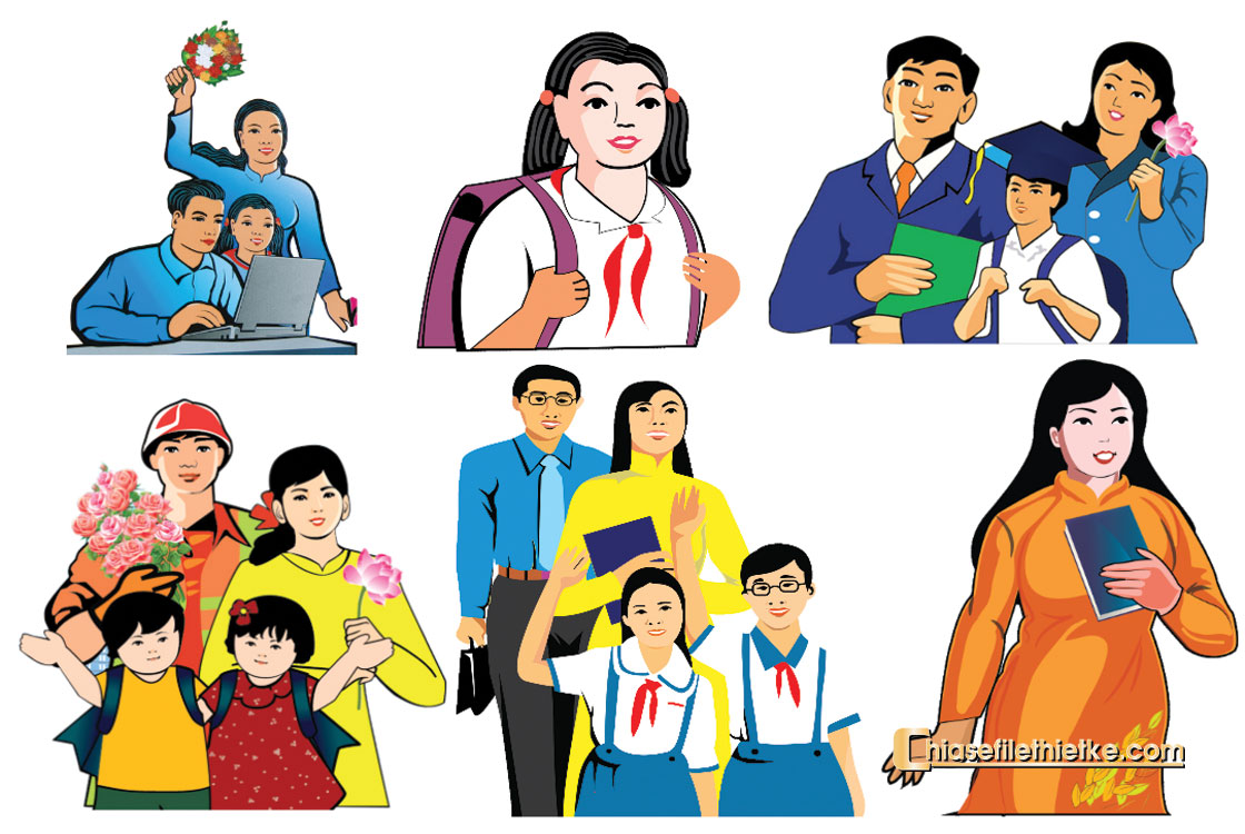 File Corel thiết kế Chibi Học Sinh trang trí Trường Học 085