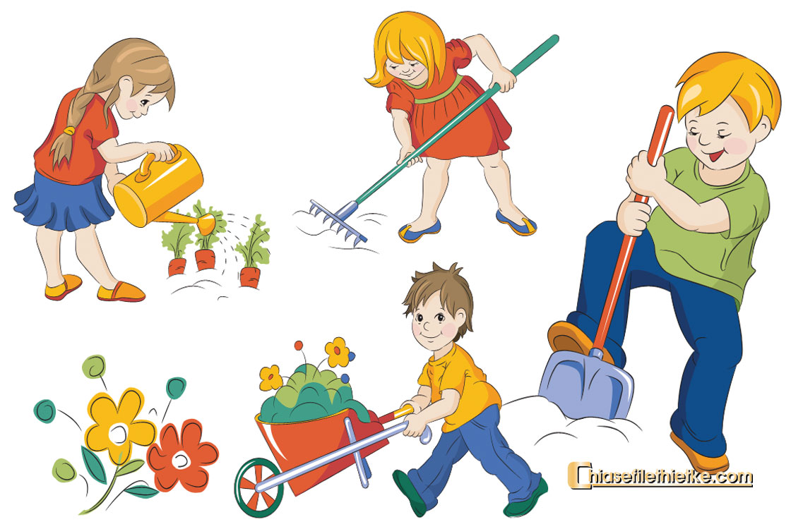 File Corel thiết kế Chibi Học Sinh trang trí Trường Học 087