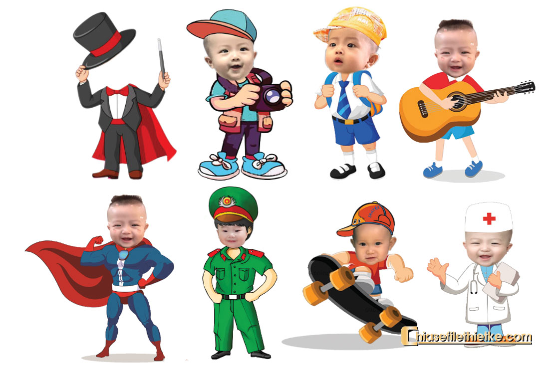 File Corel thiết kế Chibi đáng yêu trang trí sinh nhật cho bé 022