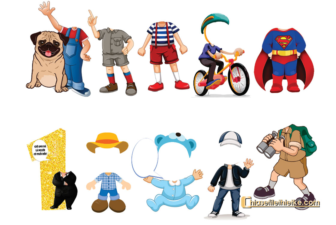 File Corel thiết kế Chibi đáng yêu trang trí sinh nhật cho bé 026