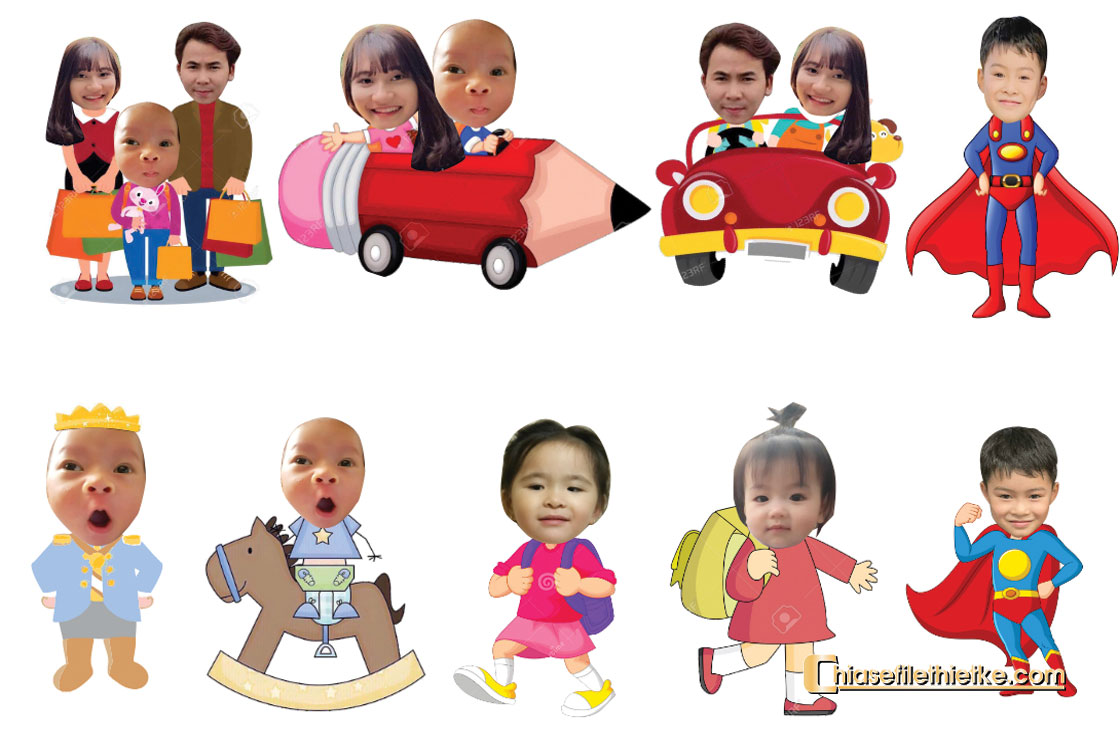 File Corel thiết kế Chibi đáng yêu trang trí sinh nhật cho bé 032