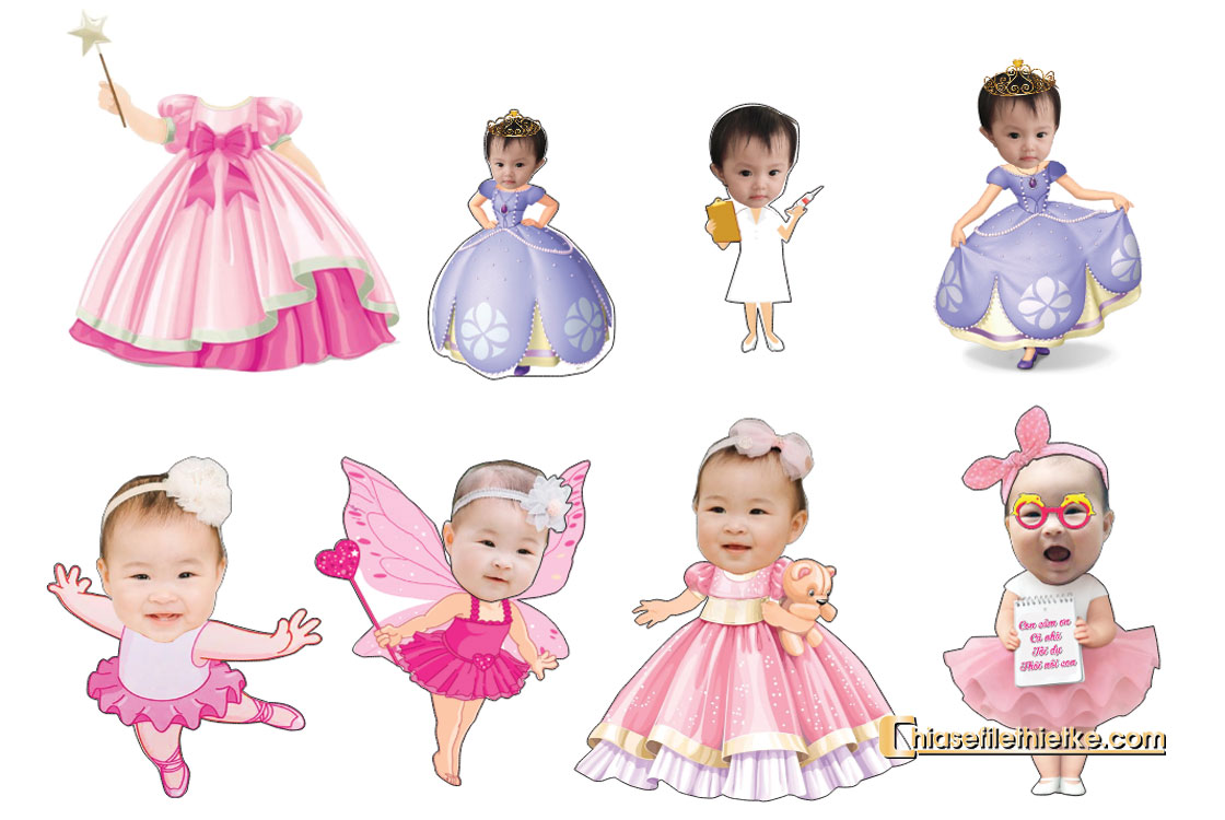 File Corel thiết kế Chibi đáng yêu trang trí sinh nhật cho bé 035