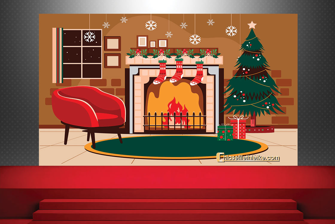 Phối Cảnh Tiểu Cảnh Trang Trí Ngày lễ Giáng Sinh file AI EPS 016