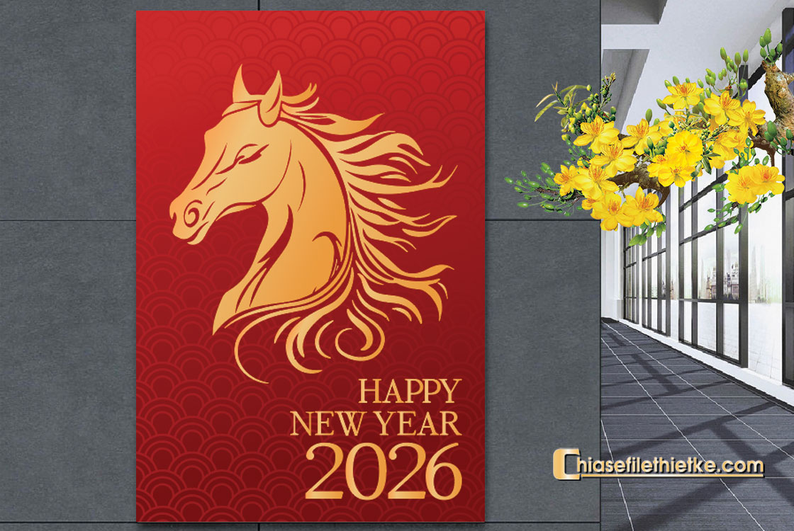 Tranh Tường Mã Đáo Thành Công Mừng Xuân Bính Ngọ file AI EPS 013