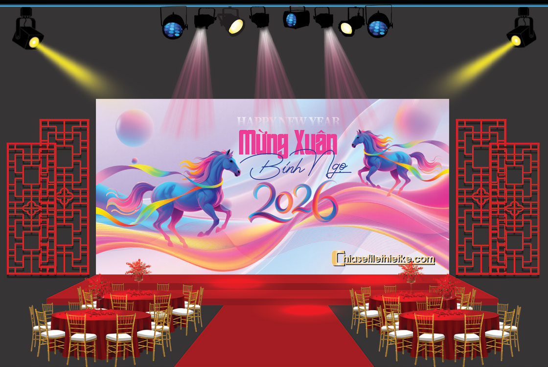 Phông trang trí sân khấu Tết, Tiệc tất Niên cuối năm file Corel 463