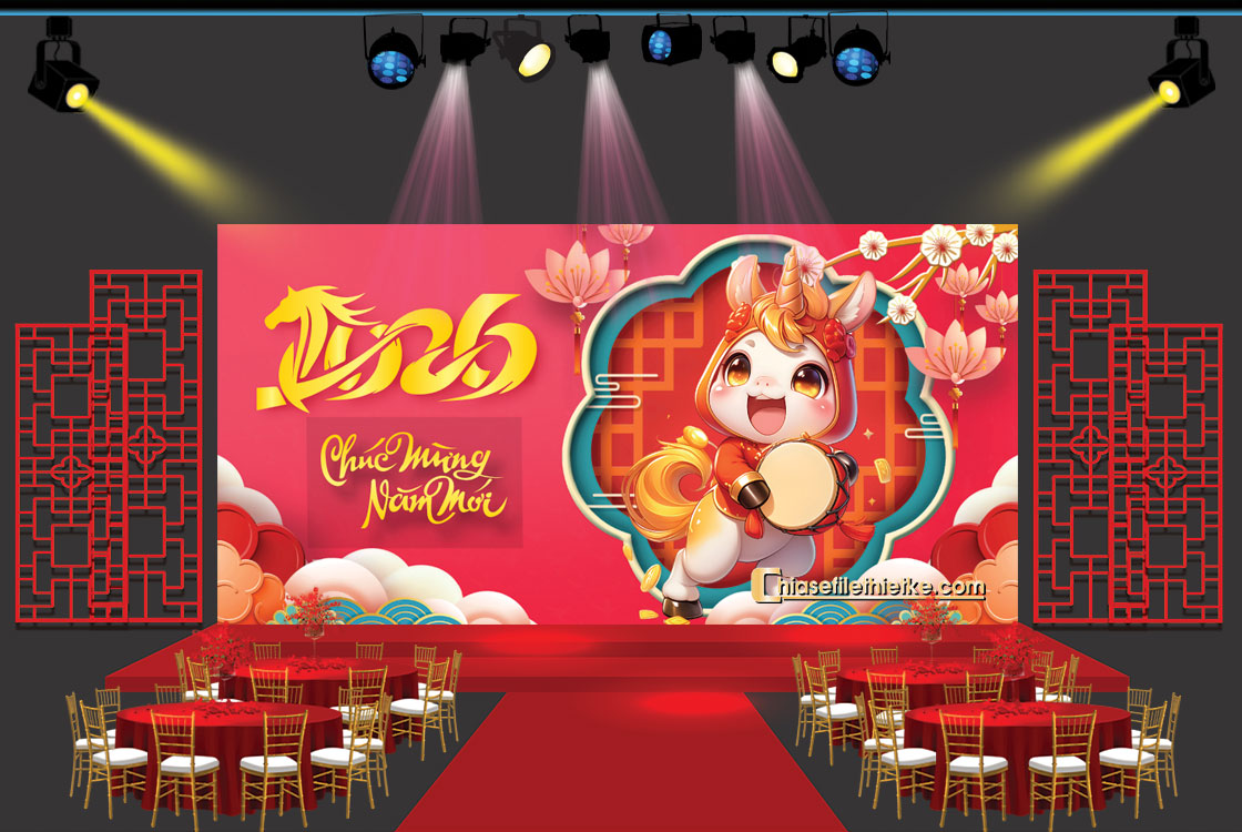 Phông trang trí sân khấu Tết, Tiệc tất Niên cuối năm file Corel 469