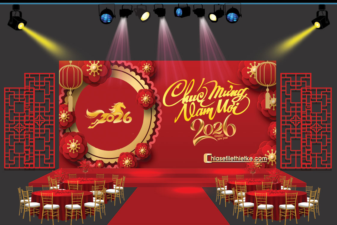 Phông trang trí sân khấu Tết, Tiệc tất Niên cuối năm file Corel 483
