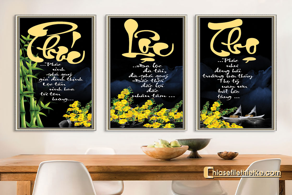 Tranh Tường Thần Tài Phúc Lộc Thọ file Photoshop 042