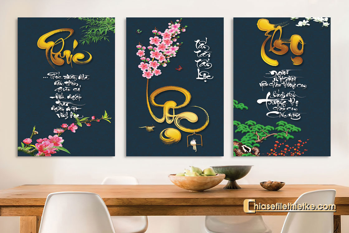 Tranh Tường Thần Tài Phúc Lộc Thọ file Photoshop 043