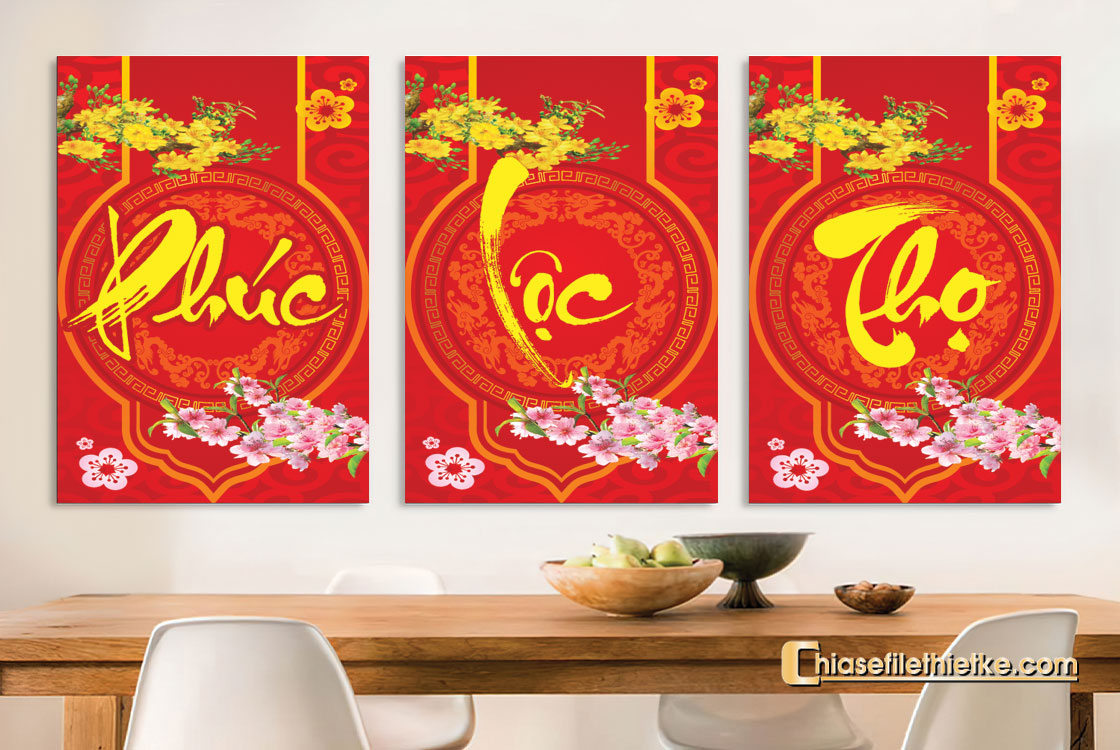 Tranh Tường Thần Tài Phúc Lộc Thọ file Photoshop 044