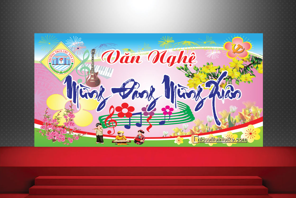 Phông trang trí sân khấu Mừng Đảng Mừng Xuân file Corel 002